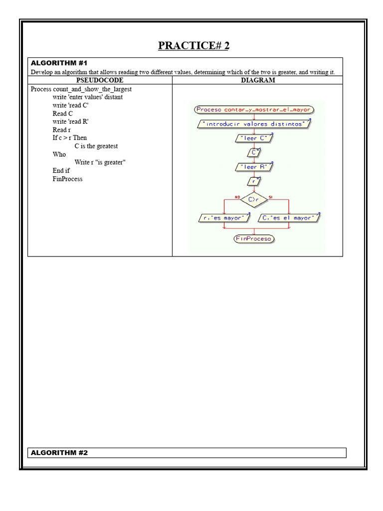 Practice 2 Pseint | PDF | Algorithms | Mathematics