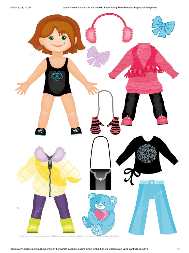 Set Pakaian Musim Dingin Untuk Boneka Kertas Gadis Imut - Template ...