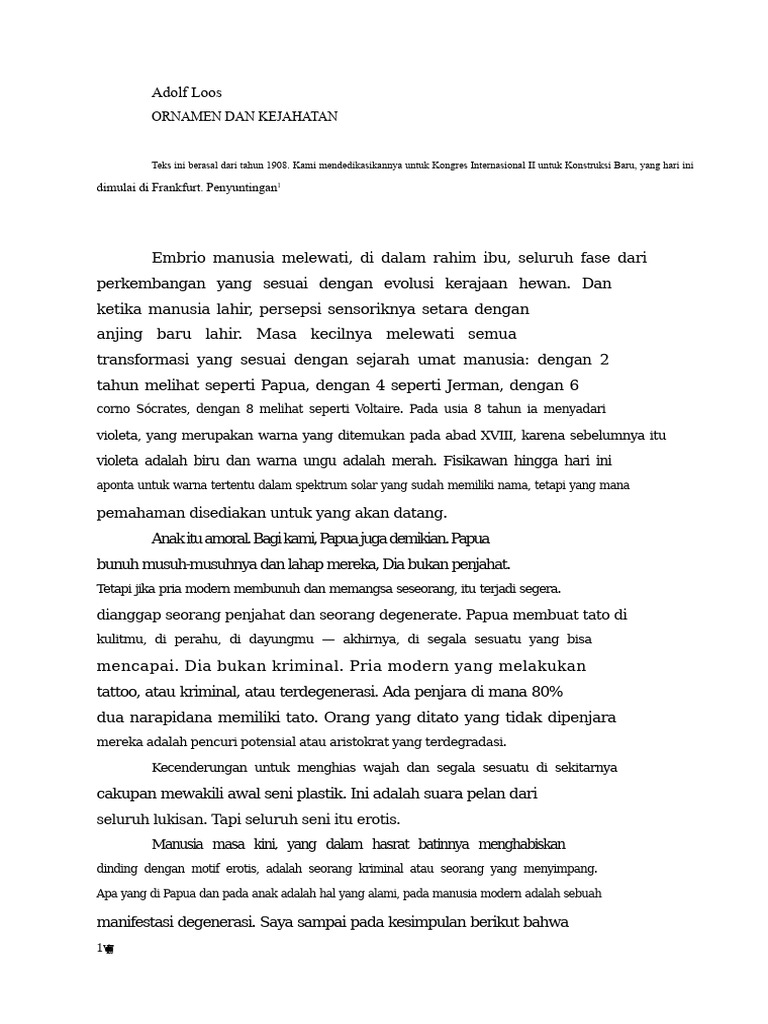 Adolf Loos ''Ornamen dan Kejahatan'' | PDF