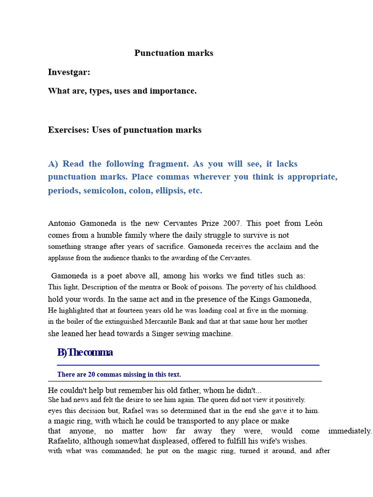 Practice On Punctuation Marks | PDF | Punctuation