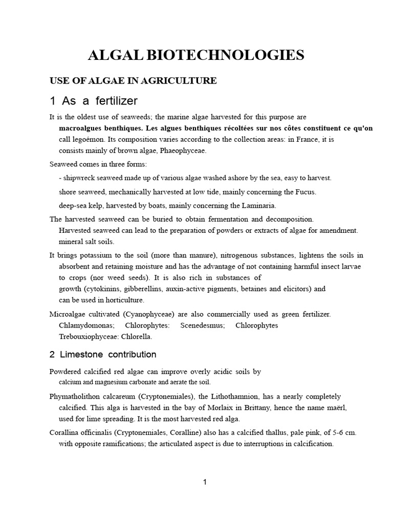 Use of Algae (Algal Biotechnology) (1) .pdf-LAMATI | PDF | Seaweed | Sushi