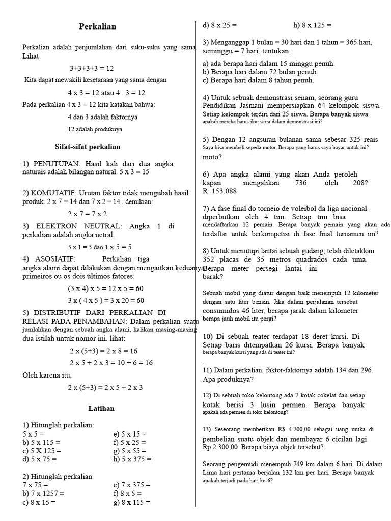 Perkalian dan pembagian | PDF