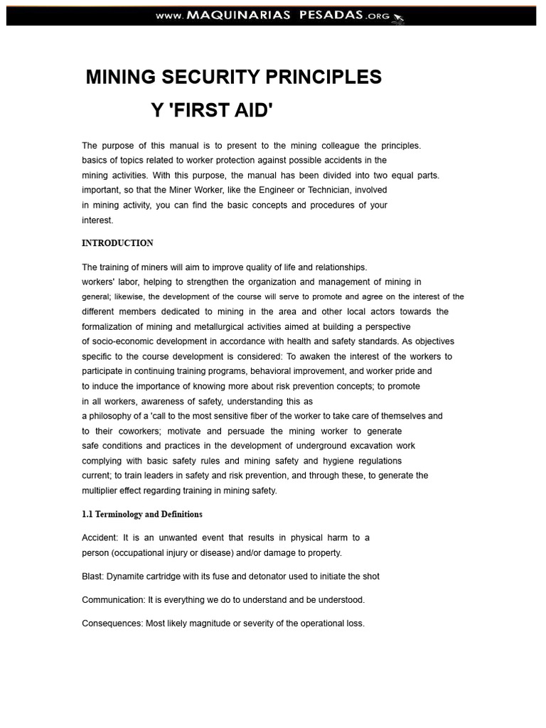 Mining Safety and First Aid Guide | PDF | Combustion | Personal ...