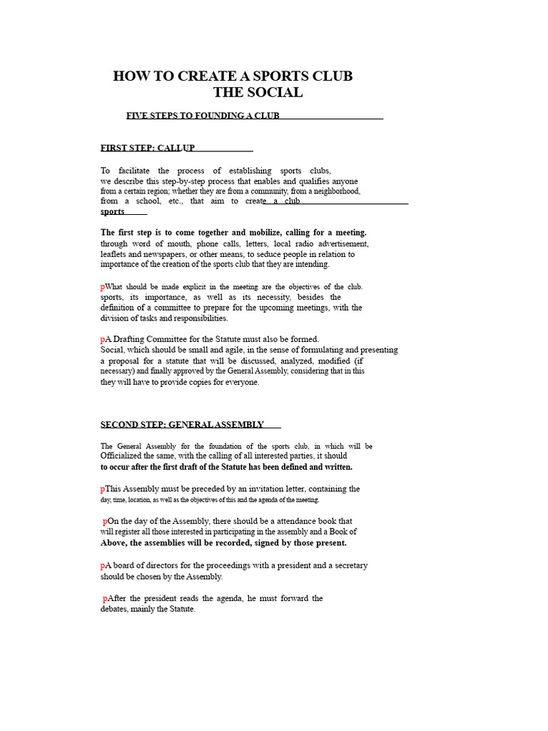 How To Create A Sports or Social Club | PDF | Justice | Crime & Violence