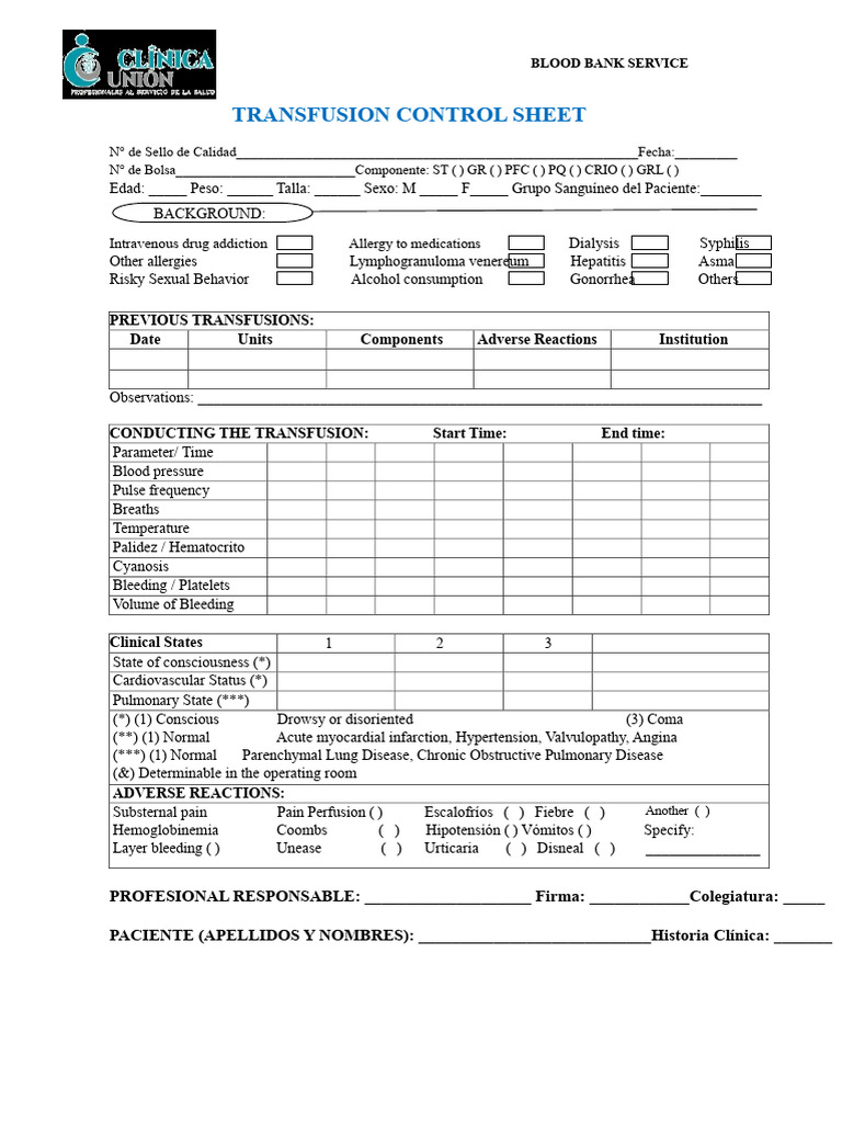 Transfusion Driving Sheet | PDF