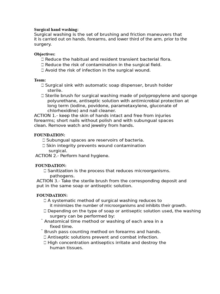 Surgical Hand Washing | PDF | Hand Washing | Medical Specialties