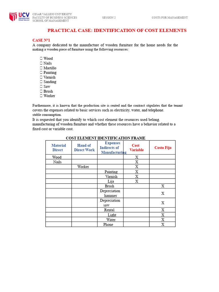Practical Case Elements of Cost | PDF