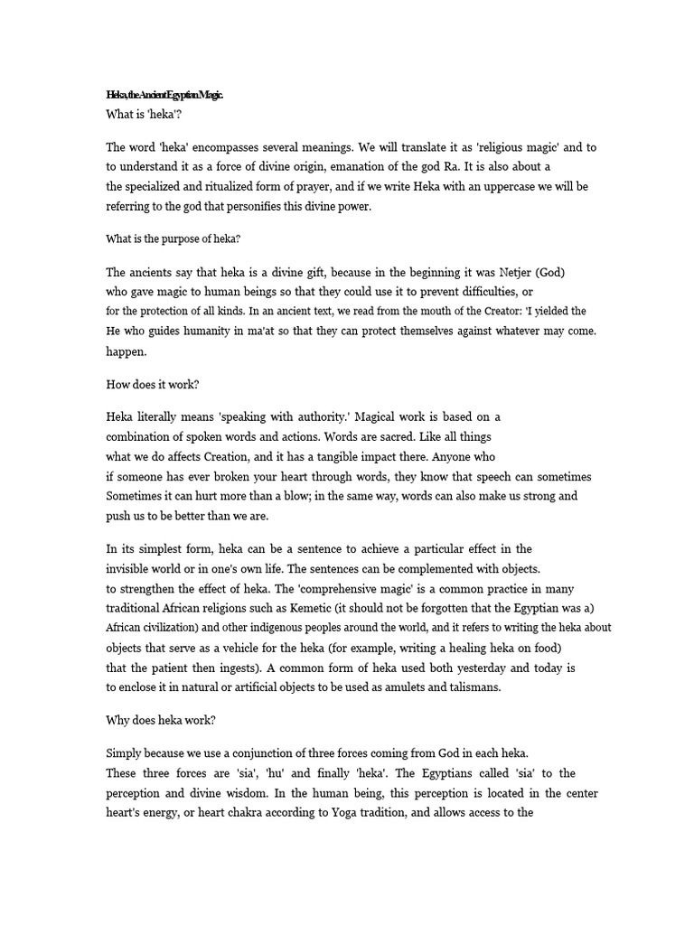 Heka The Ancient Magic | PDF | Egyptian Mythology | Wisdom