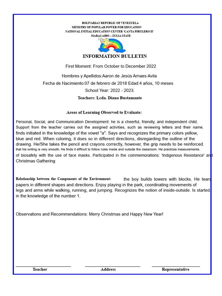 Report Cards 1ST Term 2022-2023 | PDF | Christmas And Holiday Season
