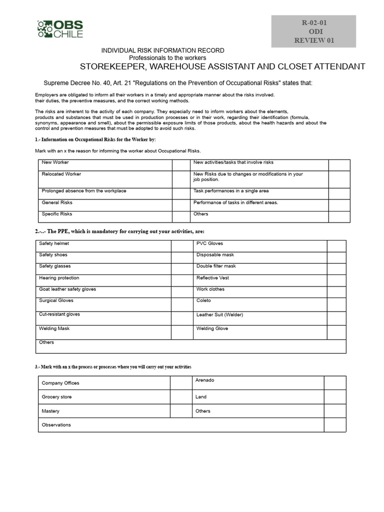 Odi Warehouse Assistant, Warehouseman, and Supply Clerk | PDF ...