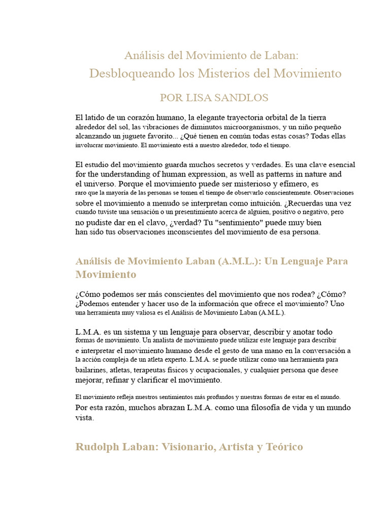 Análisis Del Movimiento Laban | PDF | Bailes | Espacio