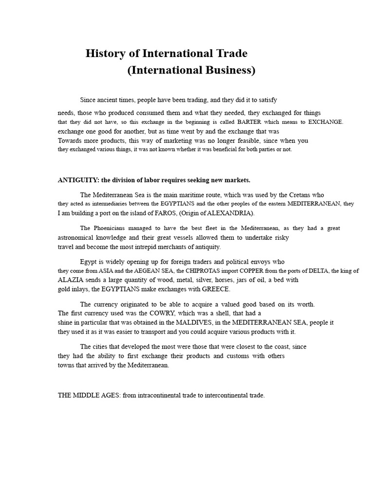Evolution of International Trade History | PDF | Trade | Mediterranean Sea