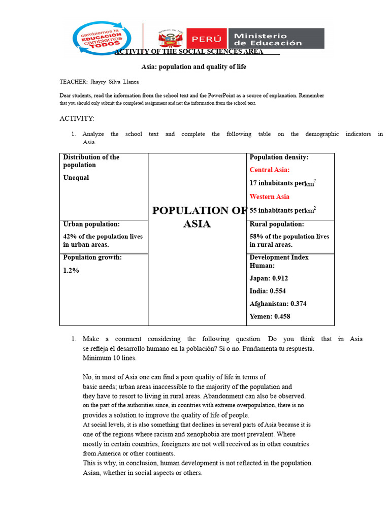 Asia. Population and Quality of Life 4 | PDF | Asia