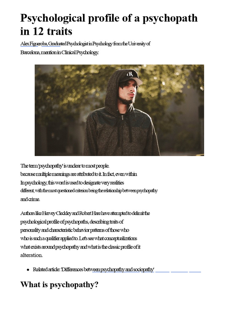 Psychological Profile of A Psychopath | PDF | Psychopathy | Antisocial ...