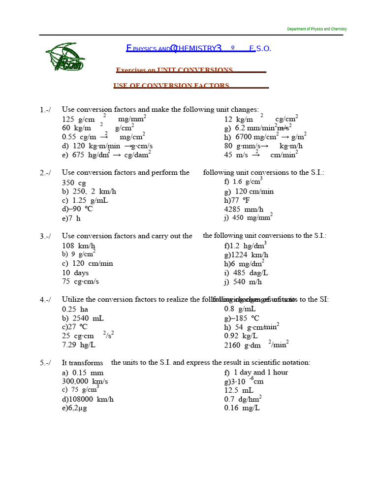 Unit Conversion Exercises and Solutions | PDF | International System Of ...
