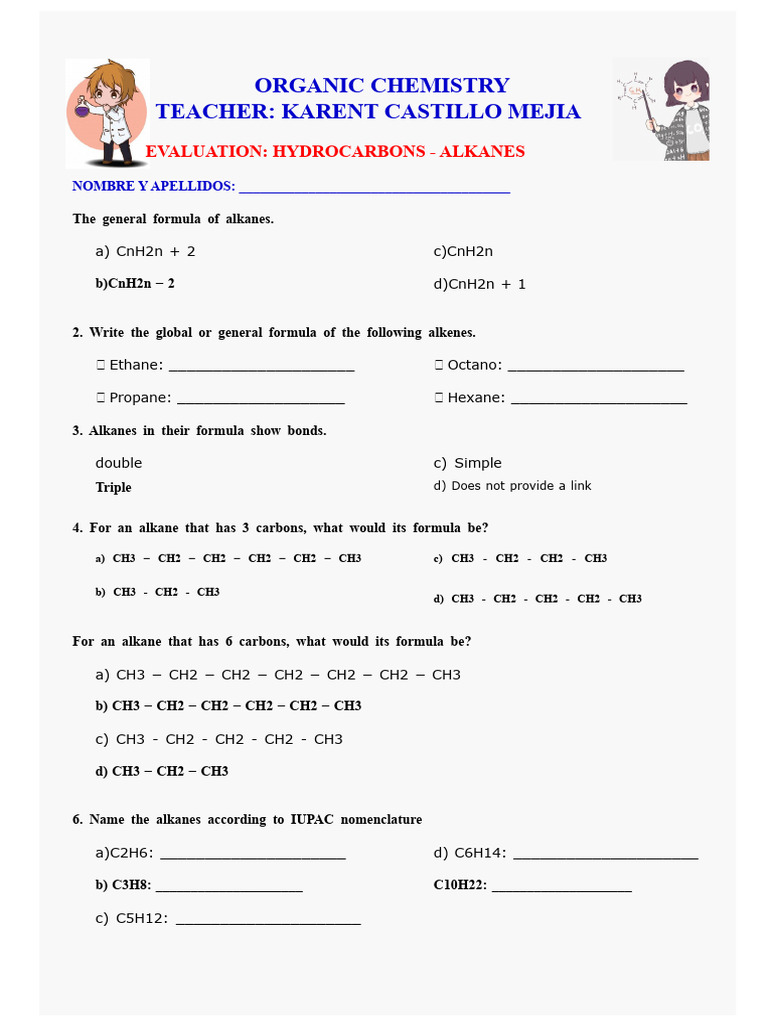 Test Alkanes PDF | PDF