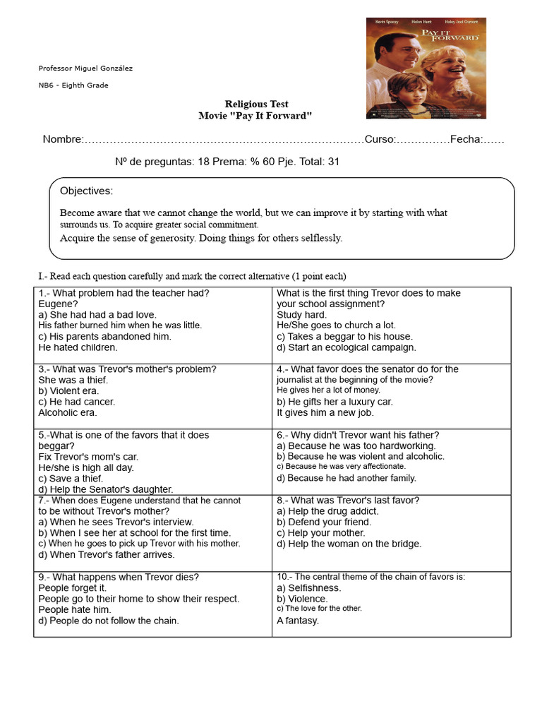 Test of The Movie Pay It Forward | PDF | Chess | Chess Theory