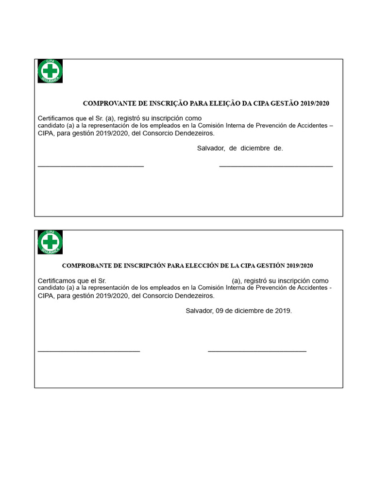 Comprobante de Inscripción para Elección de La Cipa Gestión 2019 | PDF