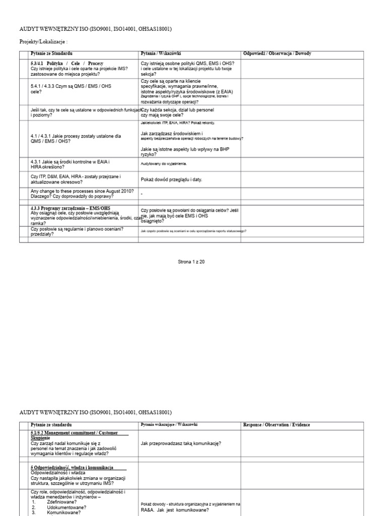 Kwestionariusz IMS IA G | PDF