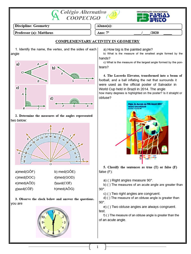 Angles Activities | PDF | Angle | Triangle Geometry
