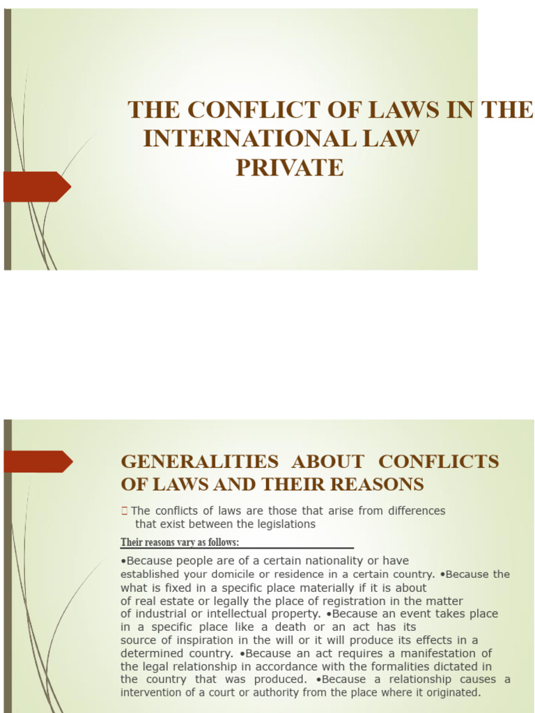 Conflict of Laws According To Private International Law | PDF ...