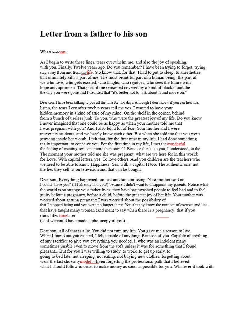 Letter From A Father To His Son | PDF