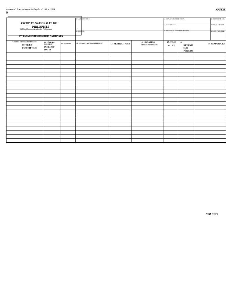 Calendrier de Disposition Des Dossiers | PDF | Budget