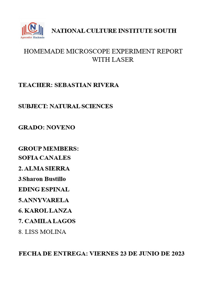 Report For The Science Fair (Microscope) | PDF | Light | Optics