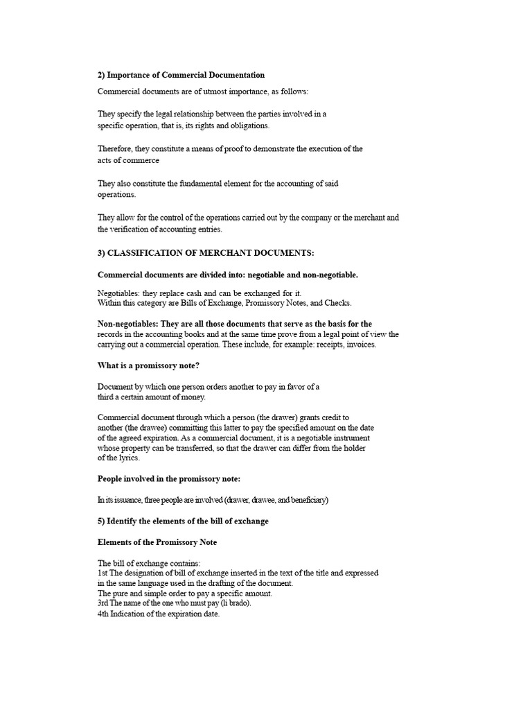 Importance of Commercial Documentation | PDF | Negotiable Instrument ...