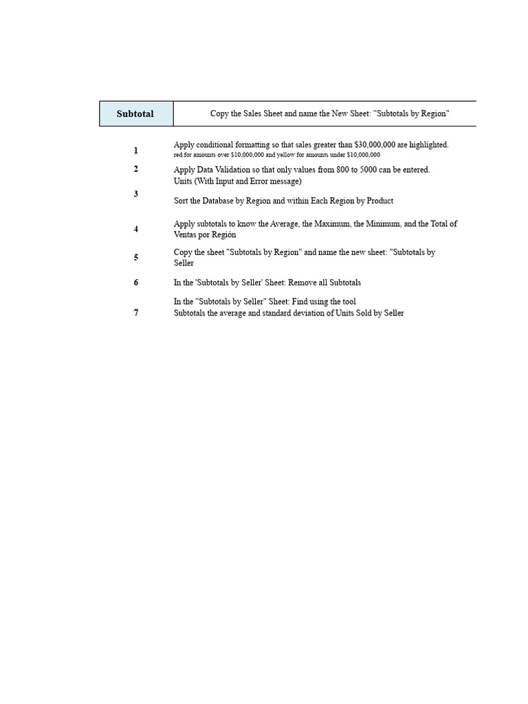 Subtotals and Pivot Tables Exercise | PDF | Data Analysis | Information ...