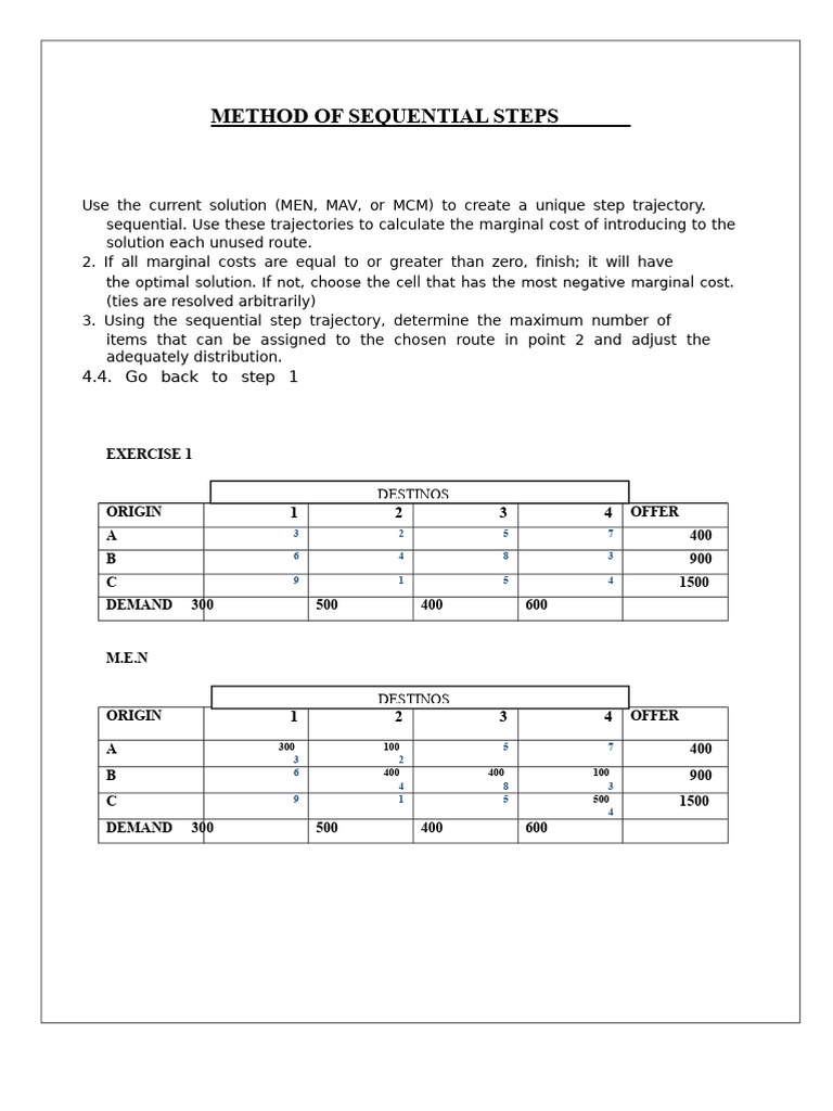 Sequential Steps for Optimal Cost Solutions | PDF | Mathematical ...