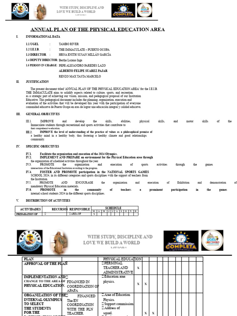 Annual Physical Education Plan - 2024 | PDF | Learning