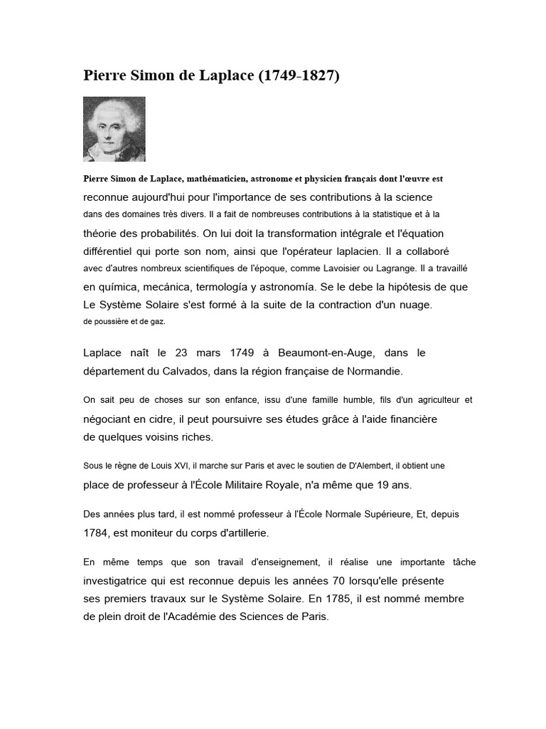 Pierre Simon de Laplace | PDF | Mathématiques