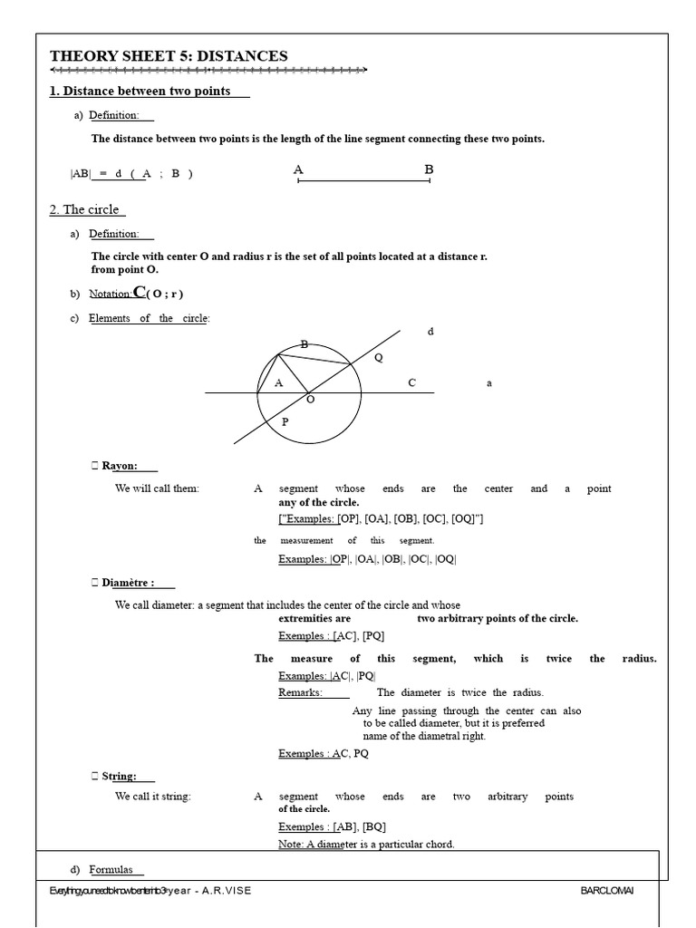 Chapter 03 Concept of Distance | PDF | Circle | Diameter