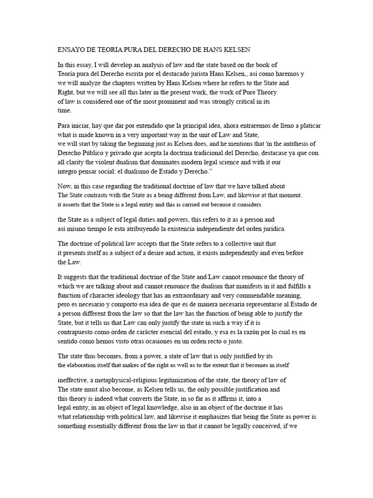 Essay On The Pure Theory of Law by Hans Kelsen | PDF | Justice | Crime & Violence