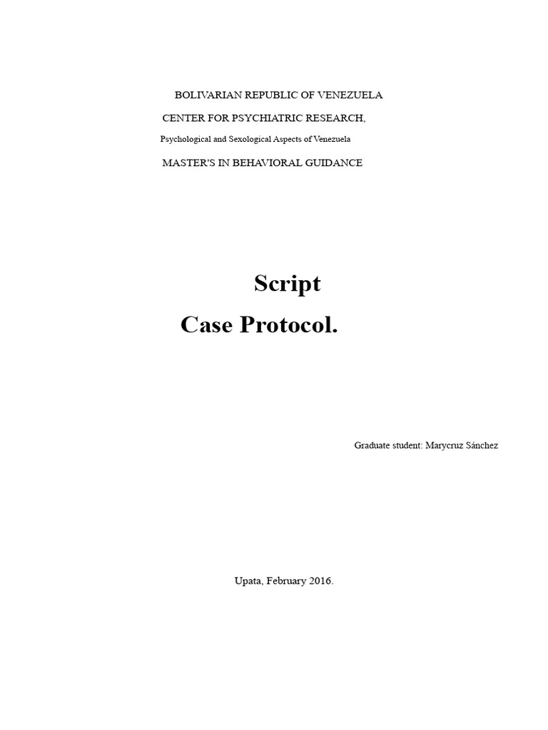 Protocol Script For Cippsv Cases | PDF | Psychology | Medical Diagnosis