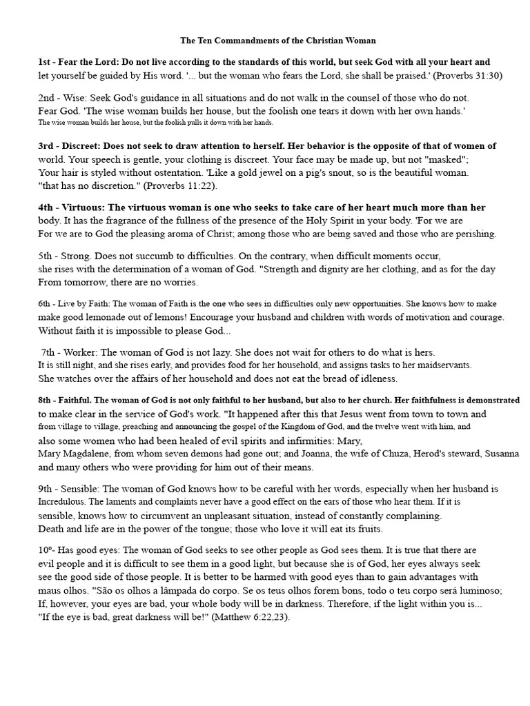 The Ten Commandments of the Christian Woman | PDF | Book Of Proverbs ...