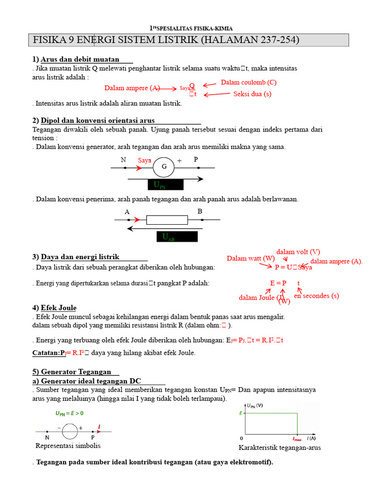 1ERE-PHYSIQUE 9 - ENERGI SISTEM LISTRIK - Kursus | PDF