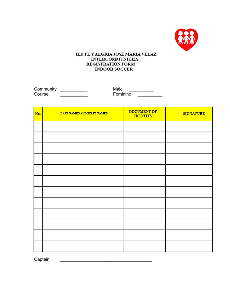 Futsal Registration Form | PDF