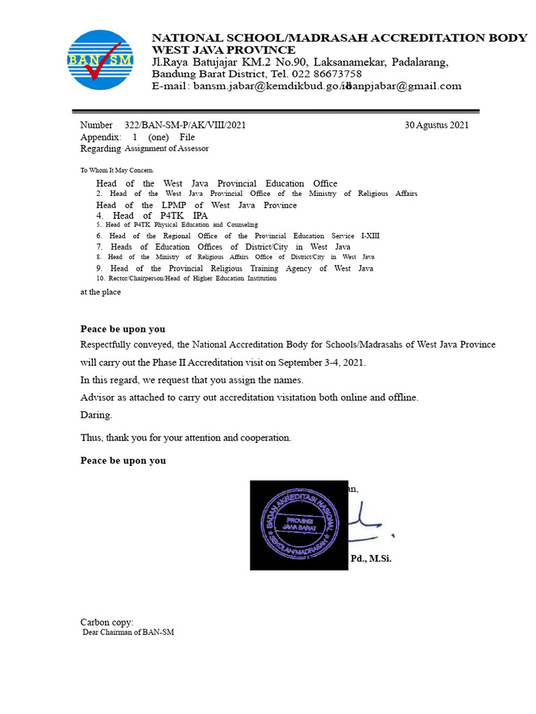 322. ASSIGNMENT LETTER FOR ASSESSOR T2G4 | PDF