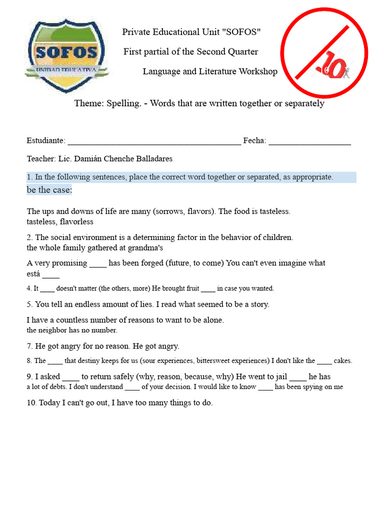 Workshop On Separated or Joined Words | PDF