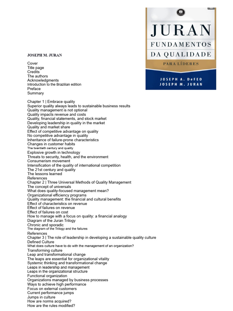 Fundamentals of Quality - Joseph M. Juran | PDF | Strategic Planning ...