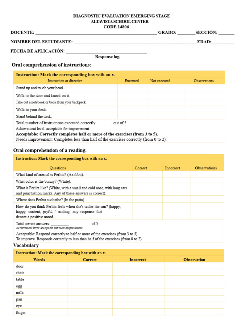 1-Emergent Literacy Diagnosis | PDF | Reading Comprehension | Letter Case