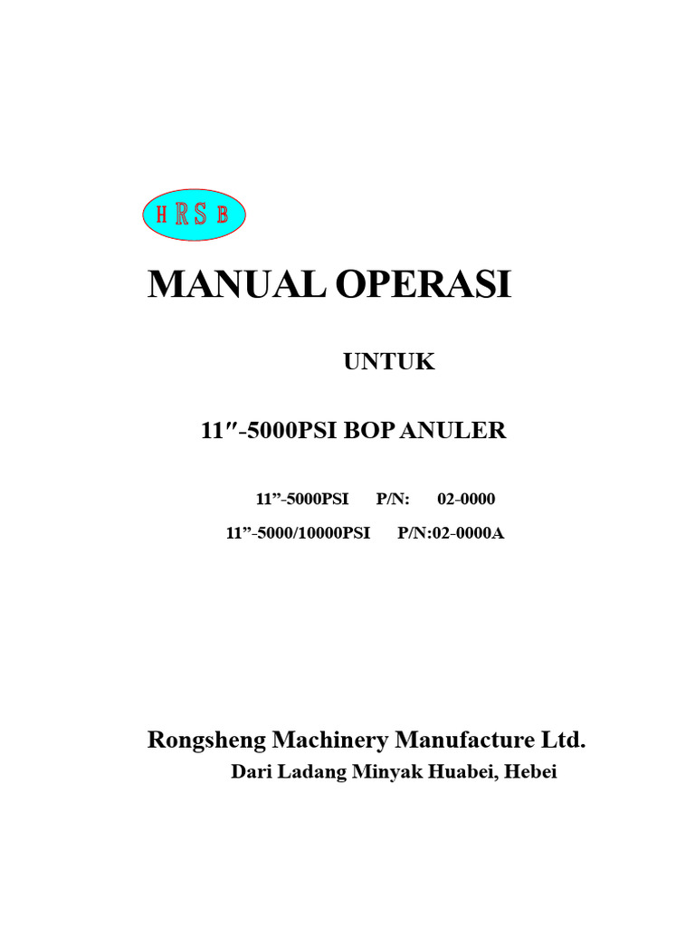 Manual Operasi BOP Annular 11-5k Tipe Shaffer | PDF