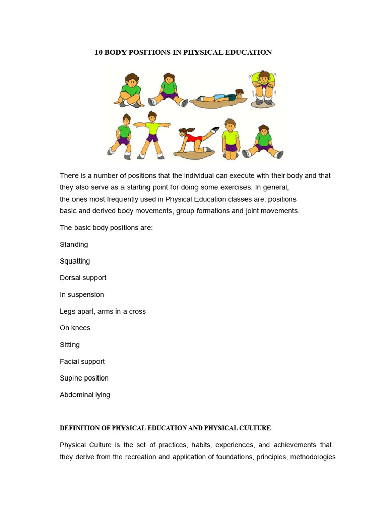 10 Body Positions in Physical Education | PDF | Physical Education ...