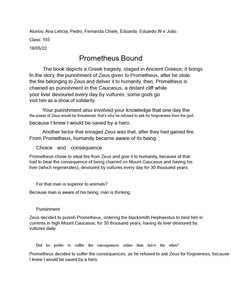 Prometheus Bound | PDF