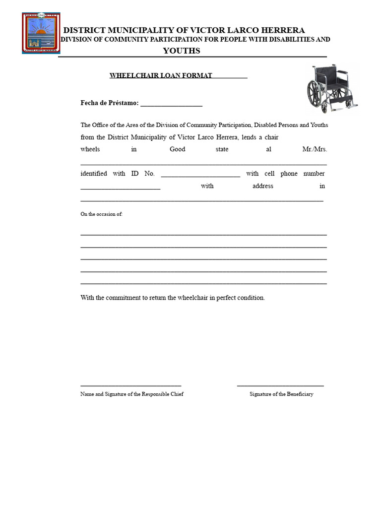Wheelchair Loan Format | PDF