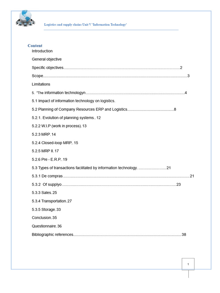 Unit 5 Information Technology | PDF | Logistics | Enterprise Resource ...