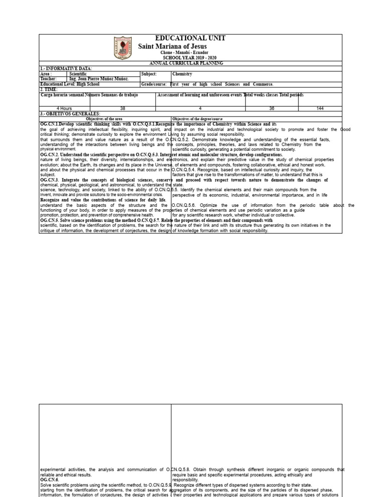 High School Chemistry Curriculum Guide | PDF | Chemical Bond | Gases