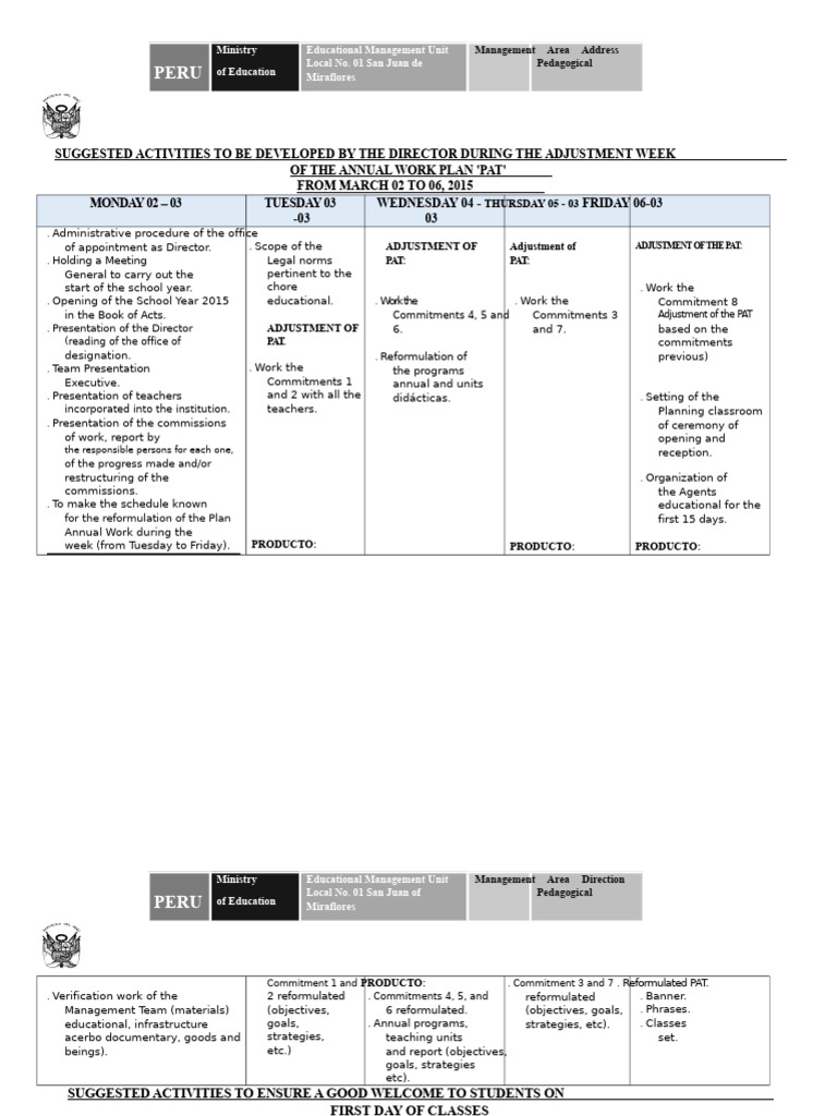 Adjustment Week Activities of The PAT | PDF | Learning